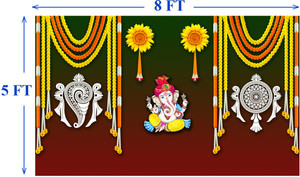 HARSHAD CREATION Ganesh JI Backdrop for Decoration (H:5ft X W:8ft ...