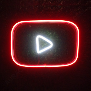 AURACELL YouTube Logo Neon LED Sign for YouTubers/Streamers/Influencers ...