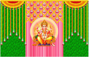 WINNSUN Ganpati Decorative Backdrop Curtains Altar Cloth Price in India ...
