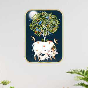 SAF PRINT saf Cow pichwai Sparkle Lamination Surface Golden Slim Frame ...