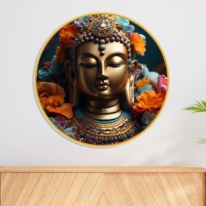 SAF PRINT Golden Buddha Round Wall Art | Peaceful Buddha Face Painting ...