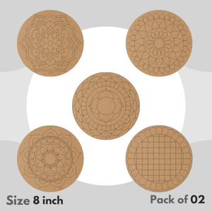 Stellx MDF Wooden Board Mandala Design, Pre-Marked Round Cutout for Art ...