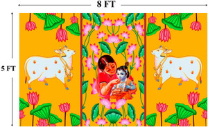 Tejas Creation Yashoda Mata with Lord Krishna Backdrop Cloth( 5 Ft H ...