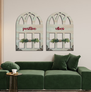 Chalk My Theme Positive Vibes Window Wall Art Rustic Set Of 2 Price in ...