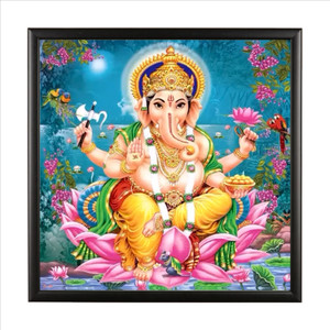 AGG ANCHOR GIFT GALLERY Synthetic Wood Framed Lord Ganesha Wall Poster ...