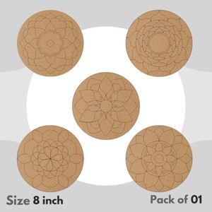 Stellx MDF Wooden Board Mandala Design, Pre-Marked Round Cutout for Art ...