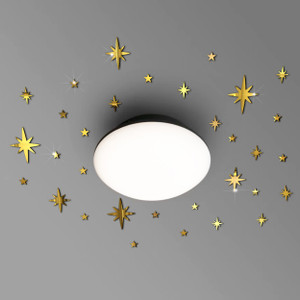 VAH 120 cm Star Golden Acrylic Mirror Celling 3D Sticker For Decoration ...