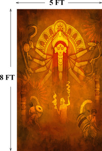 Tejas Creation Durga Pooja Backdrop for Decoration (H:8ft X W:5ft ...