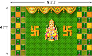 Tejas Creation Pooja Ganesh Ji Blackdrop Decoration 5'*8' ( 60 inch X ...
