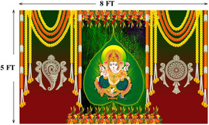 HARSHAD CREATION Ganesh JI Backdrop for Decoration (H:5ft X W:8ft ...