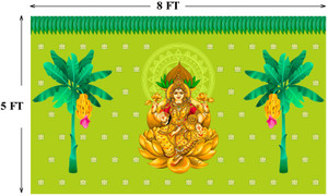 Tejas Creation Traditional Varamahalakshmi Backdrop for Decoration (5FT ...
