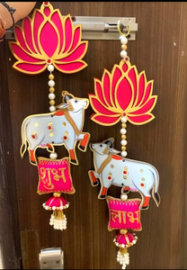NooElec Seeds India Shubh Labha Cow Lotus Wall Latkan For Diwali Home ...