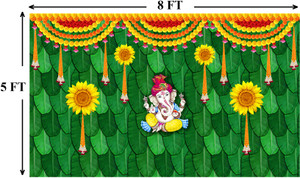 Tejas Creation Banana Blackdrop Decoration With Ganesh Ji 5'*8' Altar ...