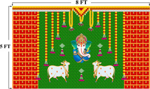 Tejas Creation Cow with GaneshJi Backdrop for Decoration (5*8) Altar ...