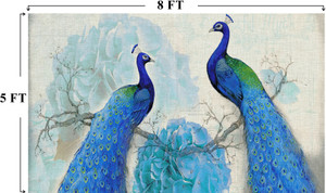 Tejas Creation Pecock Backdrop for Decoration ( 5 X 8 FT) Altar Cloth ...