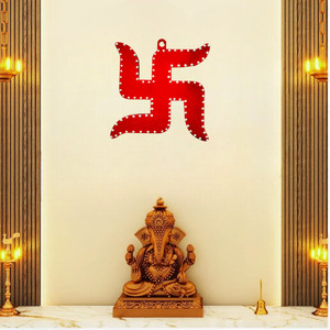 Sohibe Red Swastik Wooden Wall Hanging Decorative Item for Home Price ...