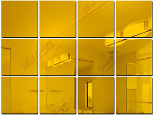RadhaKripa Big Square 12 Golden 3D Mirror Stickers Wall Stickers ...