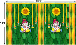 Tejas Creation Ganesh Ji Banana Leaf Blackdrop Decoration 5'*8'*FT ...
