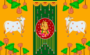 HARSHAD CREATION Ganesha Backdrop Cloth for Pooja Decoration ...