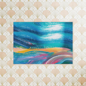 DWELLSINDIA Blue-Yellow-Wave Vinyl Poster for Home & Office Price in ...