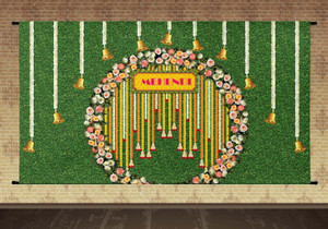 Tejas Creation Mahendi Blackdrop Decoration 5'*8'FT Altar Cloth ...