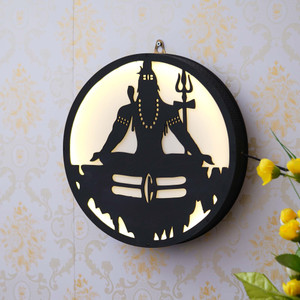 eCraftIndia Lord Shiva Wooden Cutout LED Light Lamp Decorative Wall ...