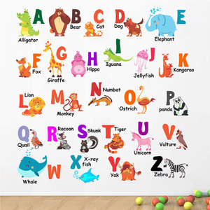WALLPIK Alphabet English (ABCD)With Animals Cartoon Fun Wall Sticker ...