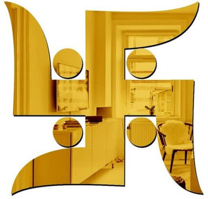 VAH 15 cm Swastika Golden Decorative Mirror Stickers Self Adhesive ...