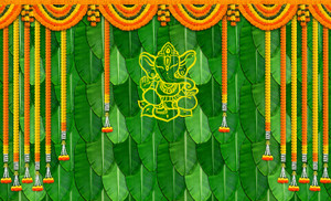 HARSHAD CREATION Ganesh JI Backdrop With banana Leaf Price in India ...