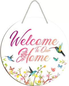 Hanvika Creation pink welcome home round Wooden Decorative Wooden Wall ...