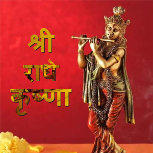 RIZADECOR 15 cm RD-Shree Radhe Krishna Golden-969 Self Adhesive Sticker ...