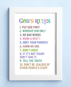 ELBEN CREATIVES Kids Bible Verse Frame: God's Rules (The Ten ...