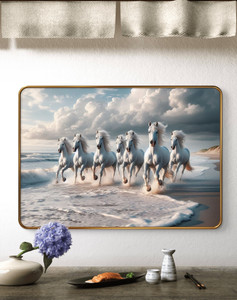 SAF PRINT saf Seven Running Horses Sparkle Lamination Surface Golden ...