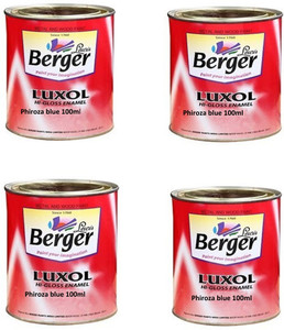Berger Luxol Hi Gloss (100ml Pack of 4) Phiroza Blue Enamel Wall Paint ...