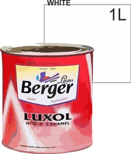 Berger WHITE HIGH GLOSS COLOUR ENAMEL-OIL BASED 1L PACK WHITE Enamel ...