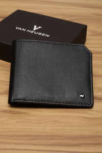 VAN HEUSEN Men Black Genuine Leather Wallet Black - Price in India ...