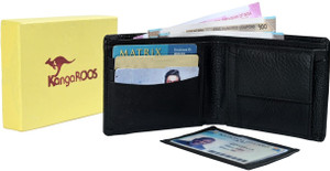 kangaroos Men Black Genuine Leather Wallet Black - Price in India ...