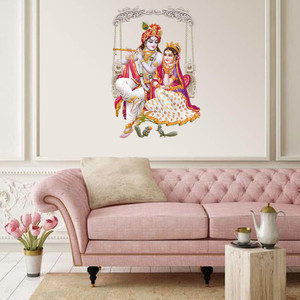 Picniva Jhula Swari Radha Krishna Wall Sticker For Pooja Ghar Living ...