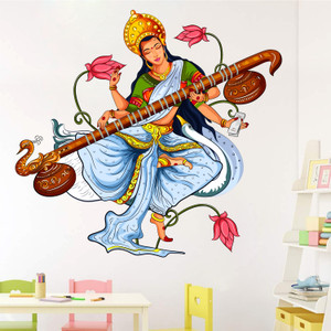 WALL STICKS Goddess - Saraswati - Hindu - Pooja Room - Wall Sticker ...