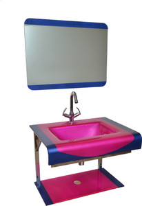 Vision glass OV_013 (24"x21" Inch) Glass Wash Basin With Mirror, Self ...
