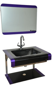 Vision glass OV_02 (24"x21" Inch). Glass Wash Basin With Mirror, Self ...