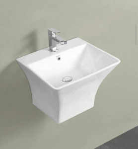 clayplus CUBIX PREMIUM GRADE CERAMIC WALL MOUNT HALF BASIN Semi ...