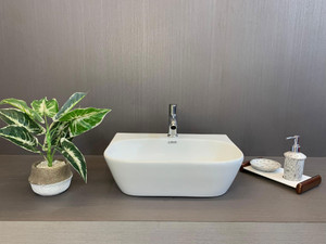DELTA Premium Table Top & Wall Mount White Ceramic WashBasin (17x12x5 ...