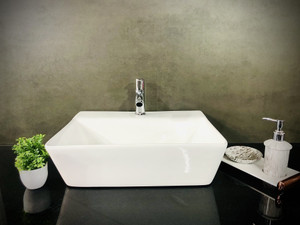 DELTA 2 in 1 Table Top & Wall Mount Premium Ceramic Wash Basin White ...