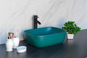 Bathx Luxurious Ceramic Green Color Plain Basin For Bathroom ...