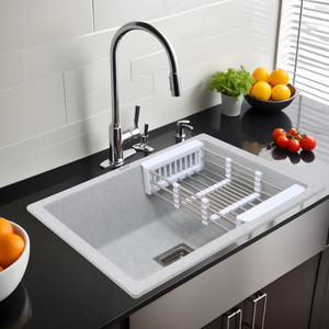 RUHE Quartz Single Bowl 21x18x9 inches Kitchen Sink| Sand Pluto Matte ...