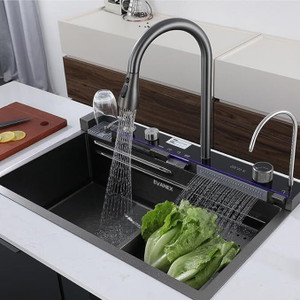 EVANEX Waterfall Piano 30"x18" Kitchen Sink HONEYCOMB DESIGN 304 Grade ...