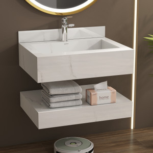 Plantex Rock Slab Floating Vanity with Washbasin for Bathroom/Cabinet ...