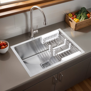 RUHE 304 Grade Stainless Steel Handmade Kitchen Sink |24x18x10 Inches ...