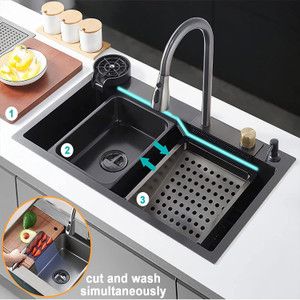 BHM Modular Sink for Kitchen Multifunction Stainless Steel Black Sink ...